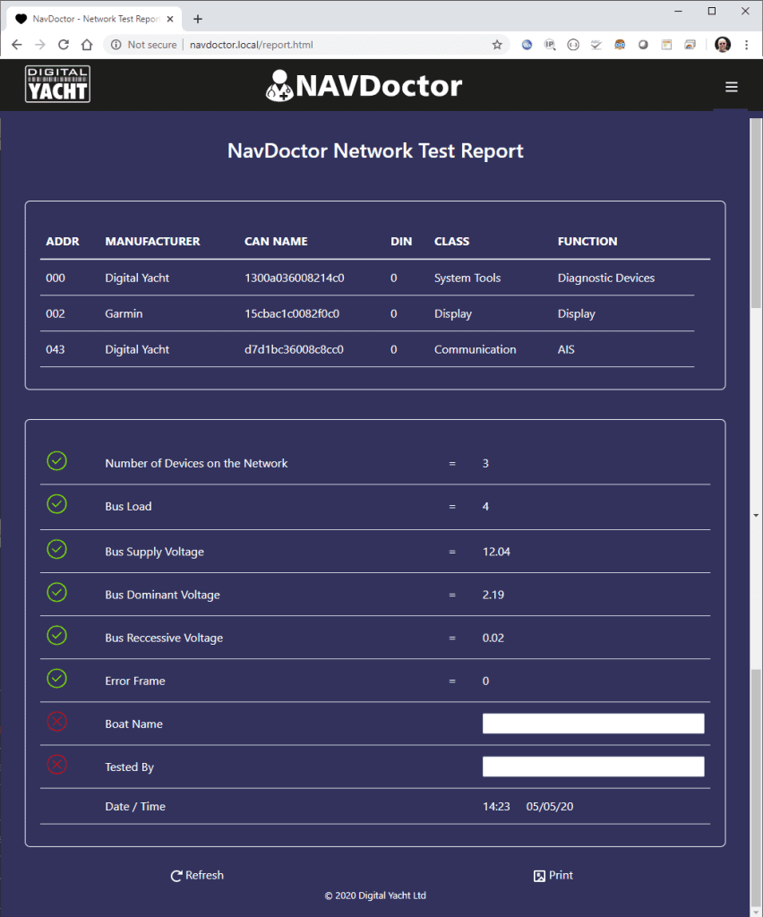 NAVDoctor - NMEA 2000 Test and Diagnostic Tool - Digital Yacht